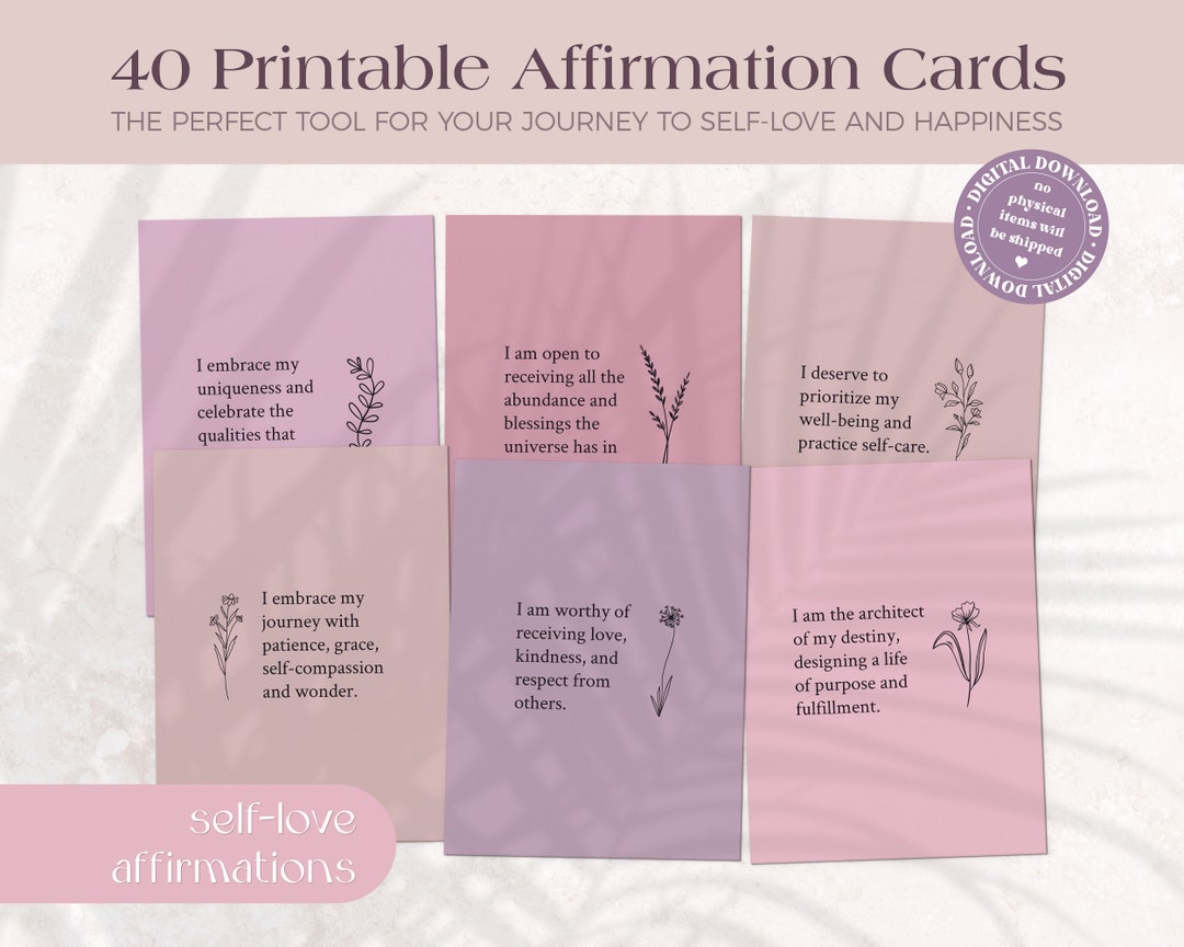 Printable Affirmation Cards, Self-love Affirmation Cards, Positive ...