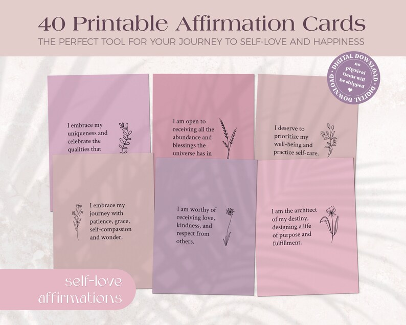 Printable Affirmation Cards, Self-love Affirmation Cards, Positive ...