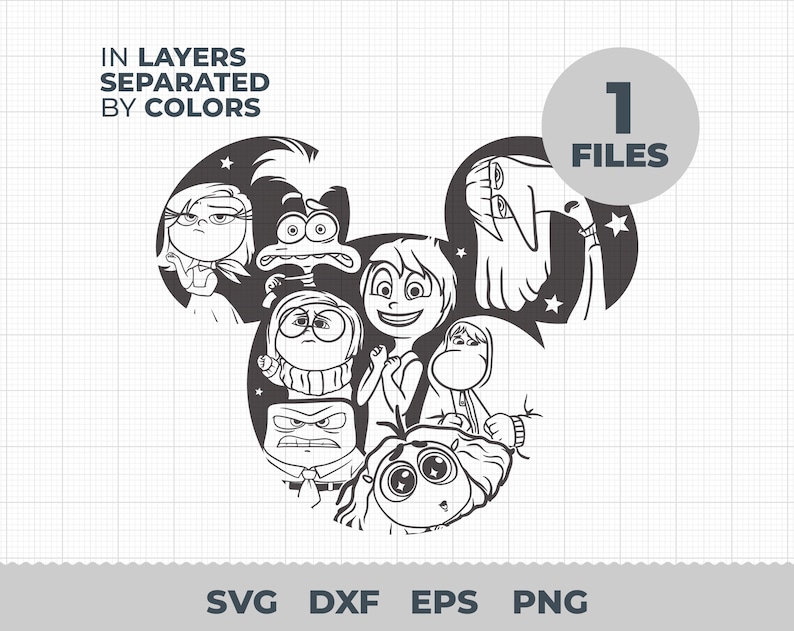 Inside Out 2 SVG Ears Head Dxf Png Clipart, Joy Sadness Anxiety Envy ...