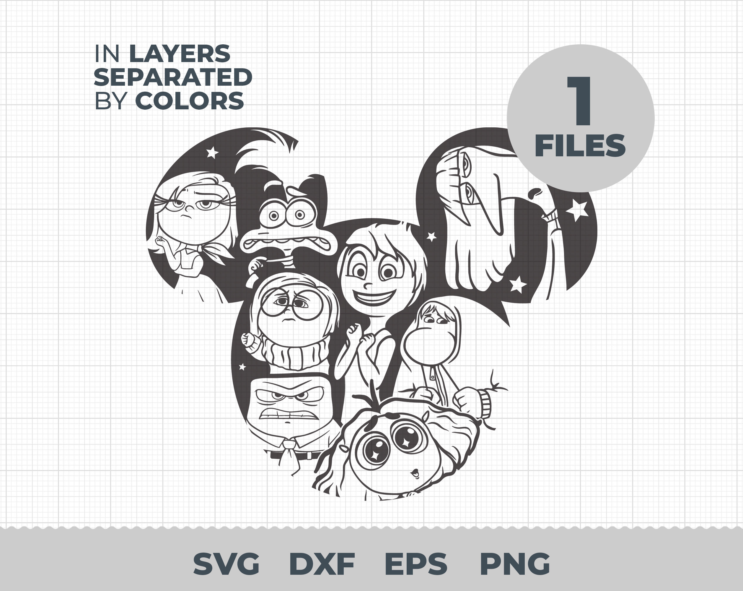 Inside Out 2 SVG orejas cabeza dxf png clipart, alegría tristeza ...