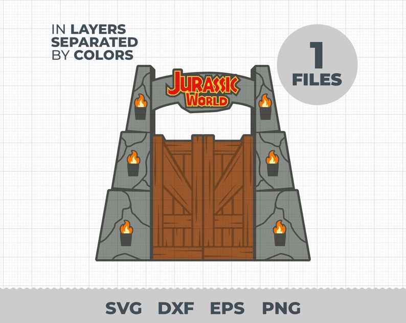 Jurassic Park Gates SVG, Jurassic World Svg , Jurassic World Entrance ...