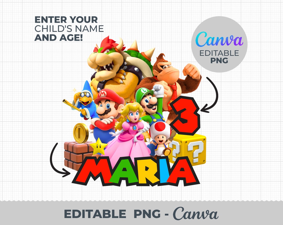 Buy EDITABLE Mario PNG, Mario Birthday Png, Super Mario Bros Clipart ...