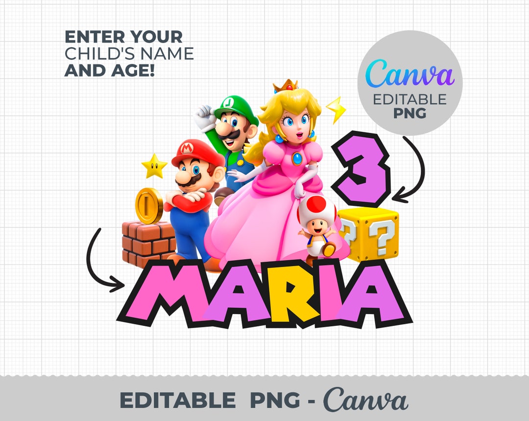 EDITABLE Mario PNG, Mario Birthday Png, Super Mario Bros Clipart, Mario ...