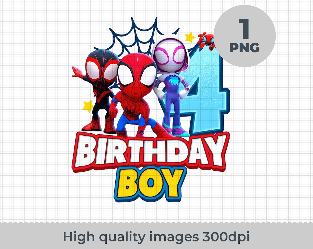 Spidey and His Amazing Friends Png 4th Birthday Boy, Superhero PNG ...