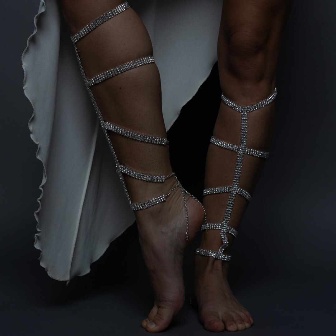 Handmade Sparkling Rhinestone Leg Chains - Elegant Crystal Foot Jewelry ...