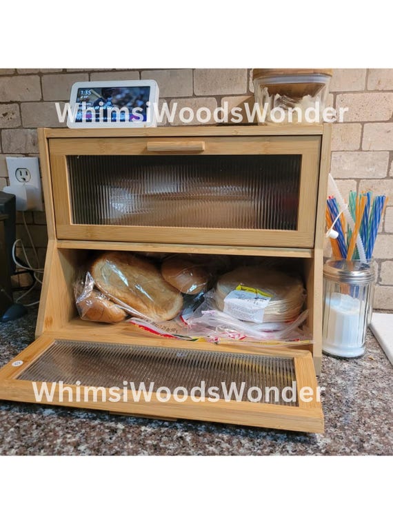 Bread Storage Wuciray Large Clear Bread Bin Large Double Decker Plastic ...