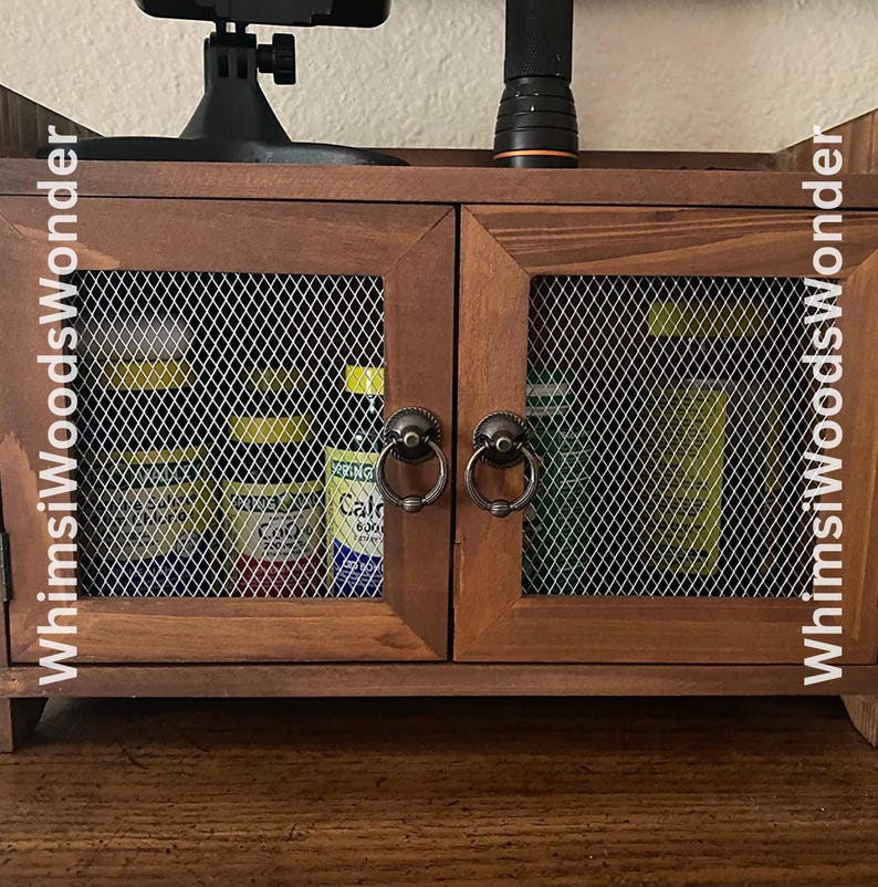 Rustic Wood Mini Countertop Cabinet | Storage Cabinet | Kitchen Storage ...