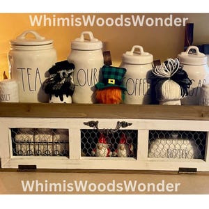 Wood Chicken Wire Countertop Shelf | Pantry Storage Cabinet | Kitchen ...