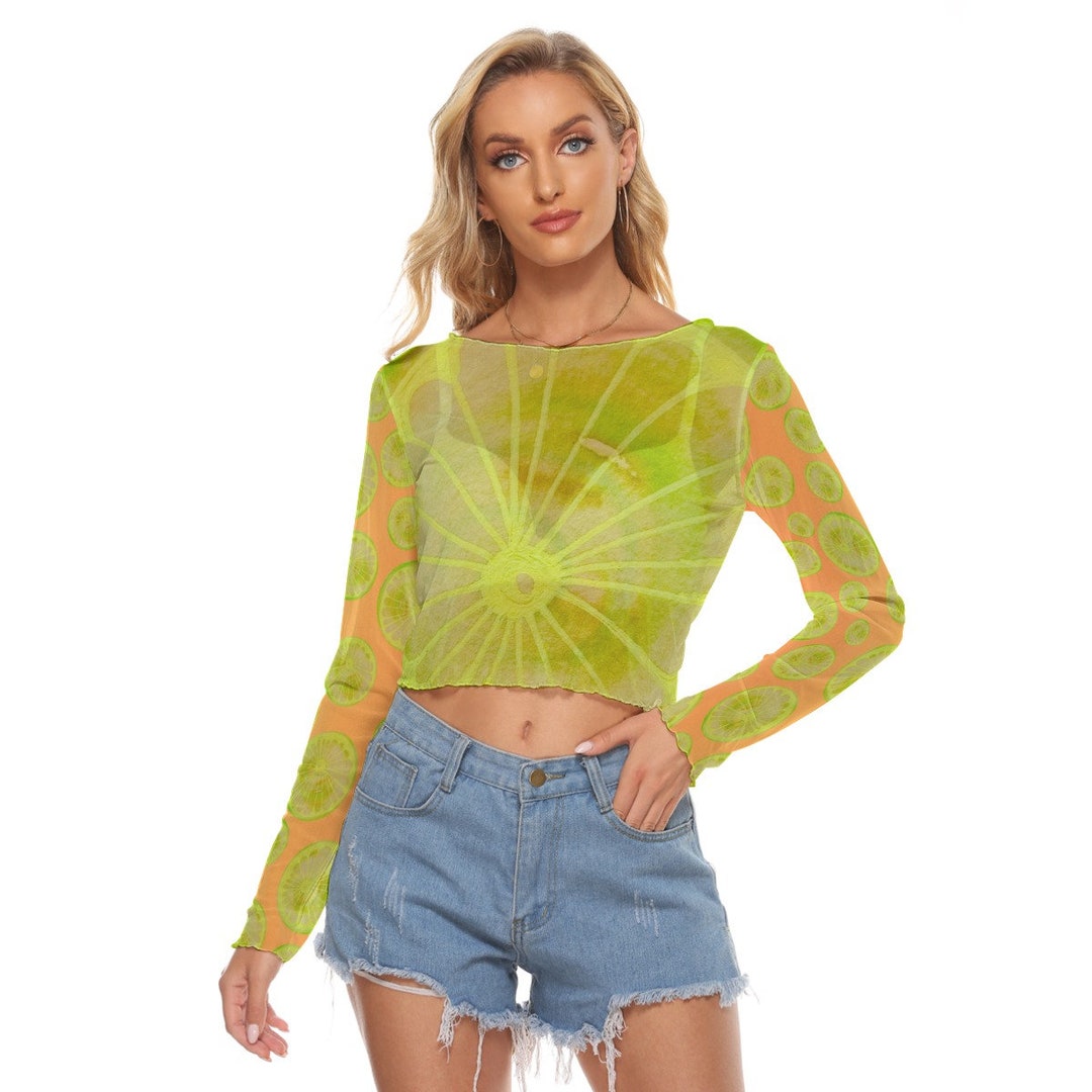 Rave Lime Print; Women's Mesh Long Sleeves T-shirt - Etsy