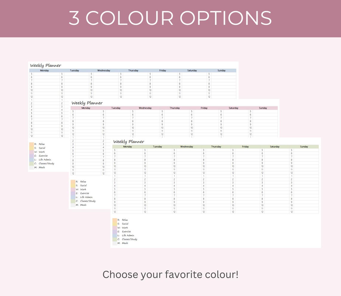 Weekly Planner | Weekly to Do List | Weekly Schedule | Excel Template ...