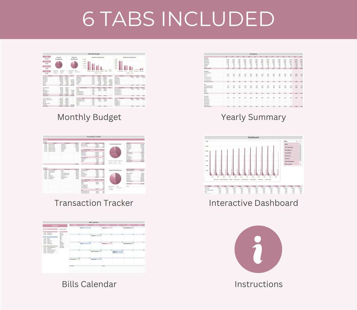 Monthly Budget Spreadsheet Template for Microsoft Excel Plus ...