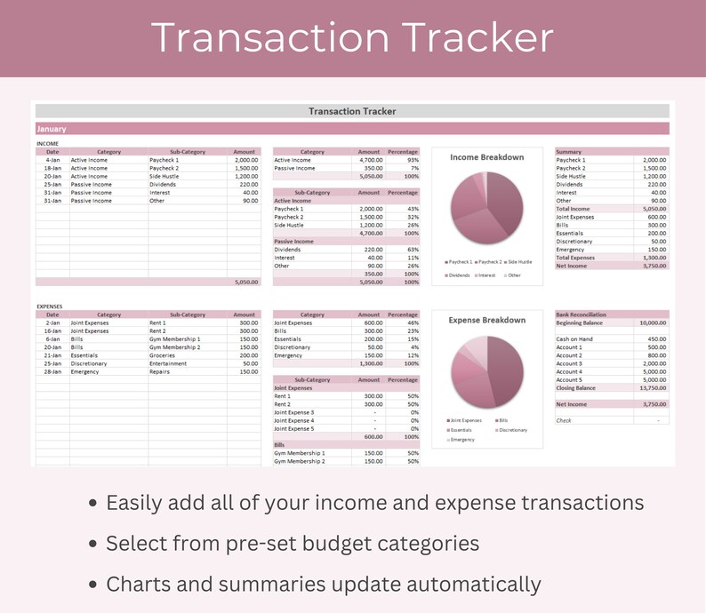 Monthly Budget Spreadsheet Template for Microsoft Excel Plus ...