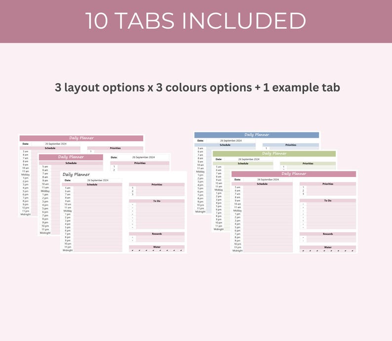Daily Planner | Daily to Do List | Daily Schedule | Excel Template - Etsy