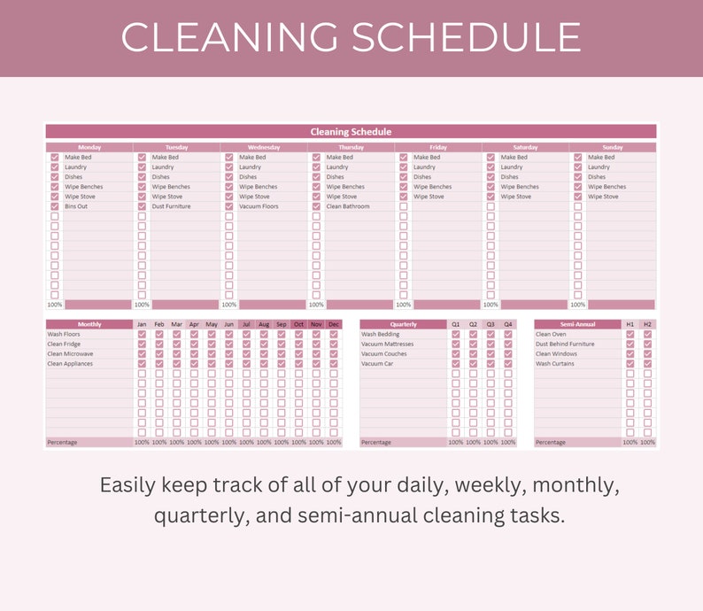 Cleaning Schedule | Cleaning Checklist | Cleaning Planner | Weekly ...