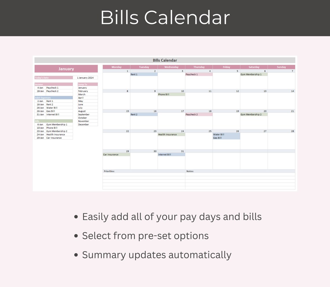 Monthly Budget Spreadsheet Template for Microsoft Excel Plus - Etsy