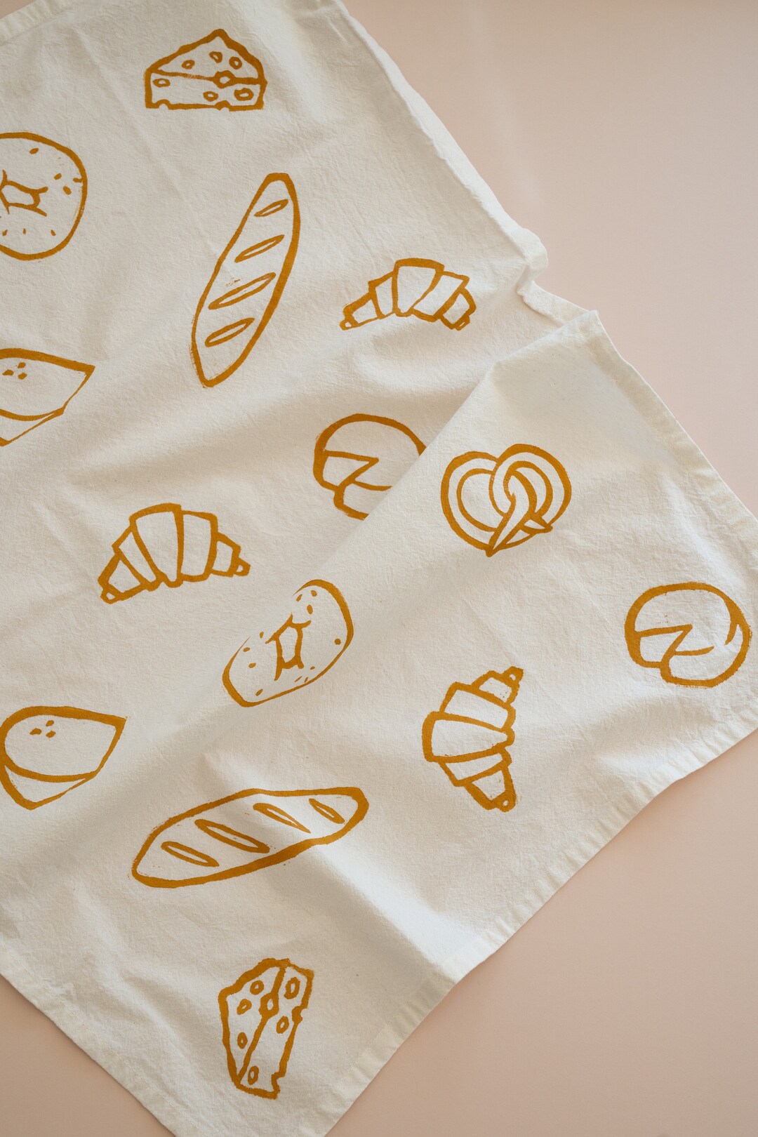 Hand Printed Block Print Bread & Cheese 100% Cotton Kitchen Towel ...