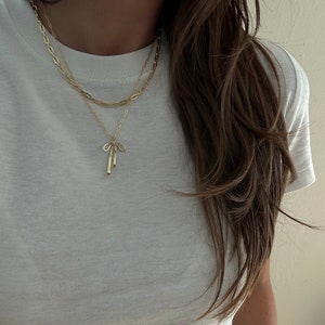 Gold Filled Mini Chain Link With Bow Pendant - Etsy UK