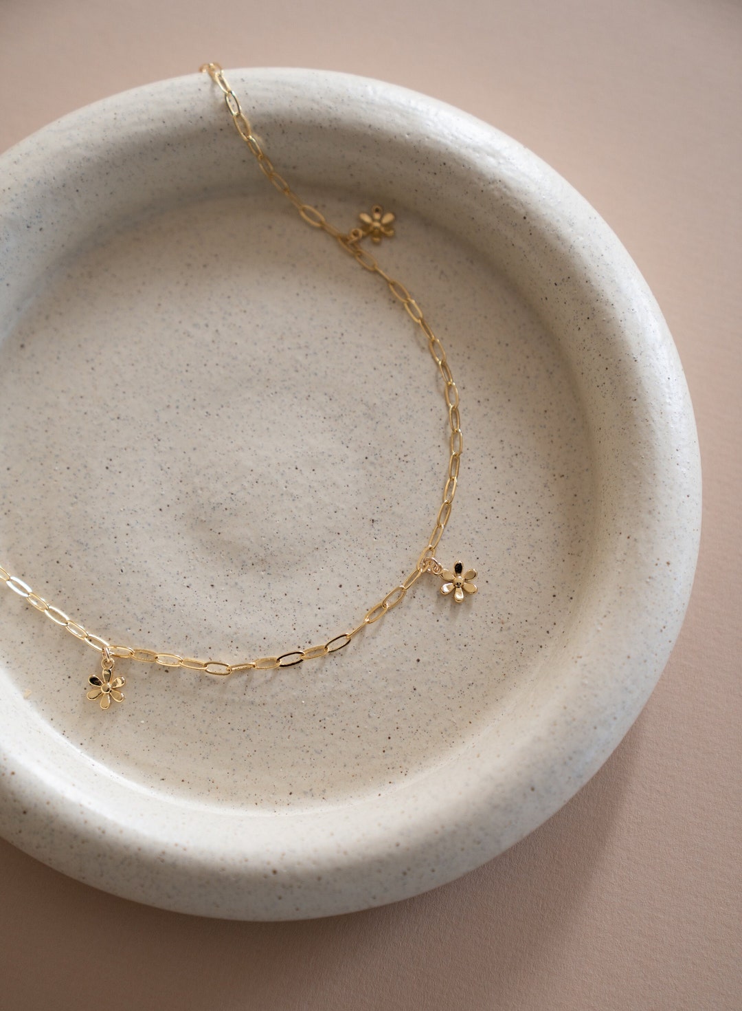 Gold Filled Mini Chain Link With Daisy Charms - Etsy