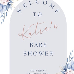 Blue Floral Baby Shower Sign - Etsy UK