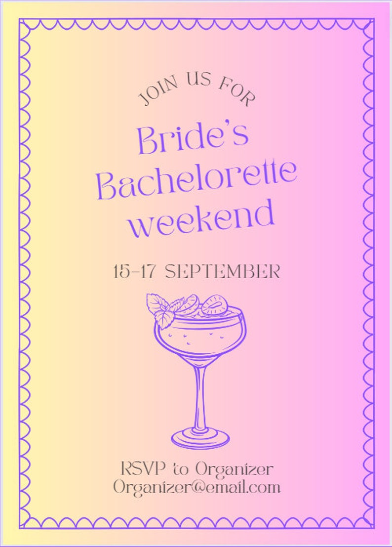Bachelorette Itinerary Template Customizable & Printable Party Plan - Etsy