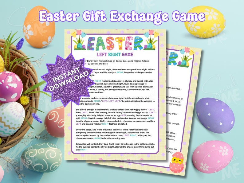Easter Left Right Gift Exchange Printable Pass the Present Right Left ...