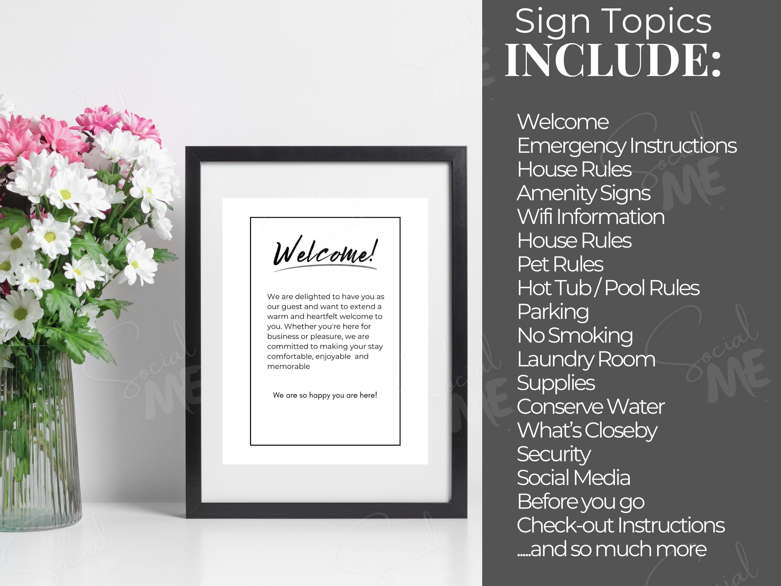 Airbnb Welcome Sign Template Bundle Vrbo Vacation Rental Host Editable ...