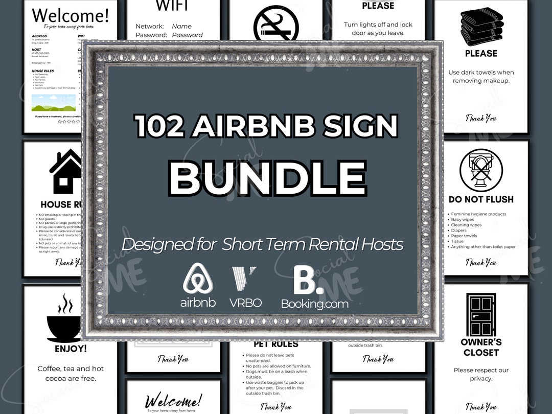 Airbnb Host Sign Template Bundle: 102 Editable Signs (digital Download ...