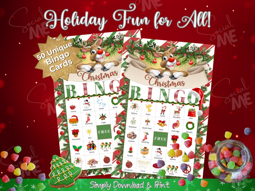 50 Christmas Bingo Cards, Bingo, Christmas Bingo, Christmas Bingo Cards ...