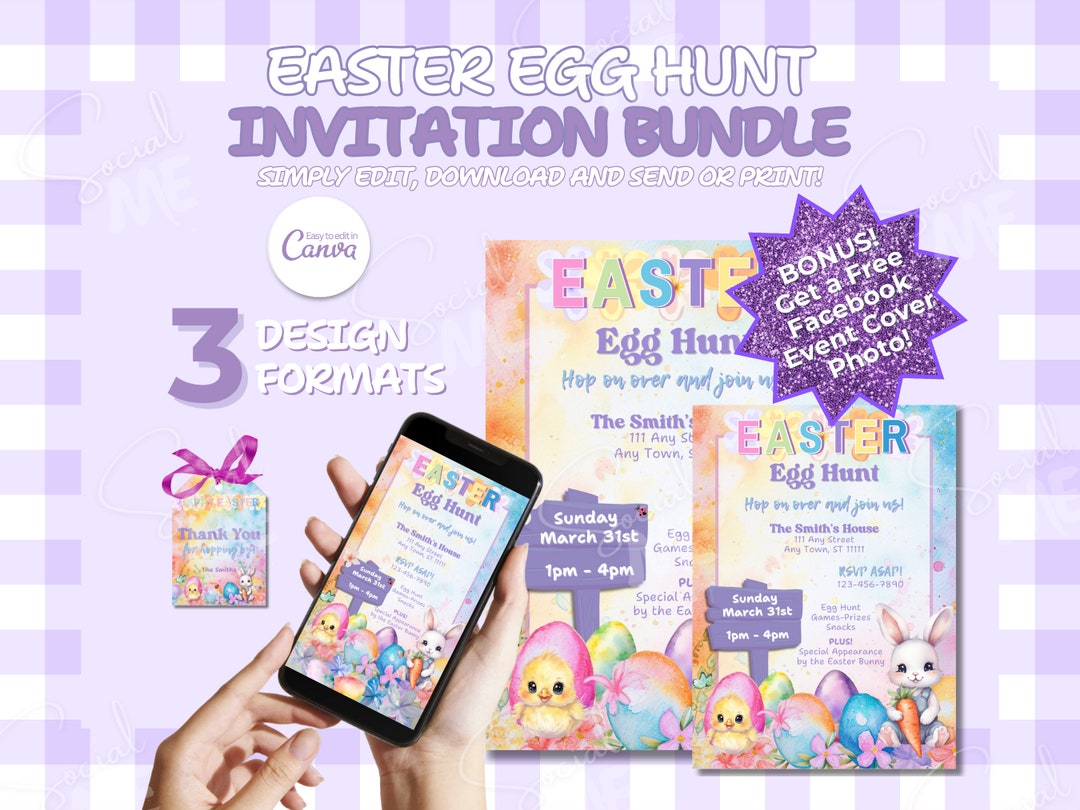 Easter Egg Hunt Invitation Editable Easter Invite Easter Party ...