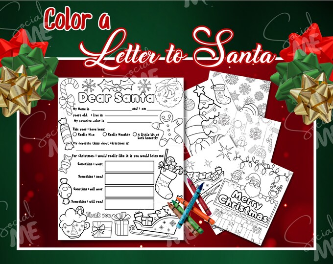Carta a Santa Para Colorear, Letter to Santa Coloring Page, Printable ...