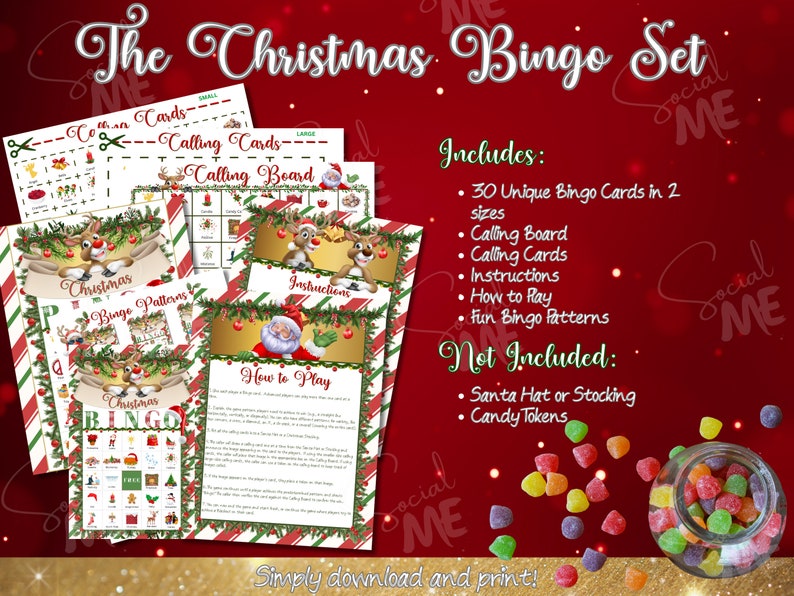 30 Christmas Bingo Cards, Bingo, Christmas Bingo, Christmas Bingo Cards ...