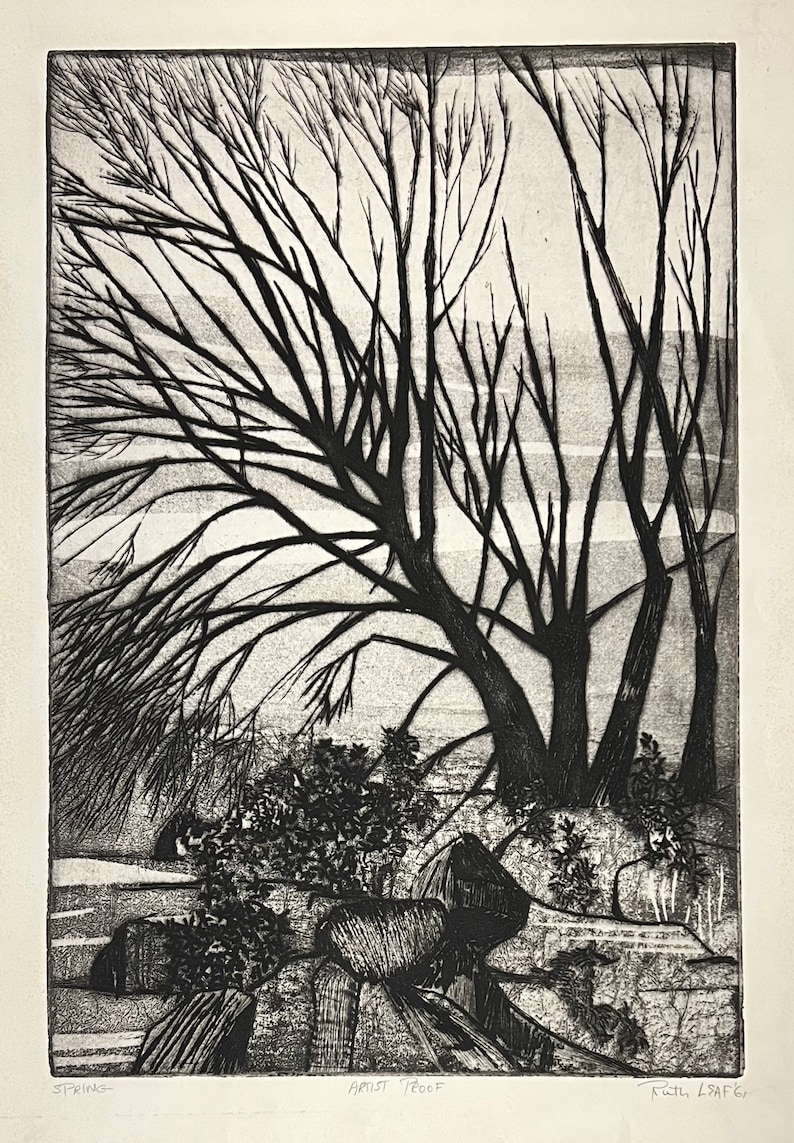 Mid-century, Ruth Leaf Etching Print “spring” - Etsy