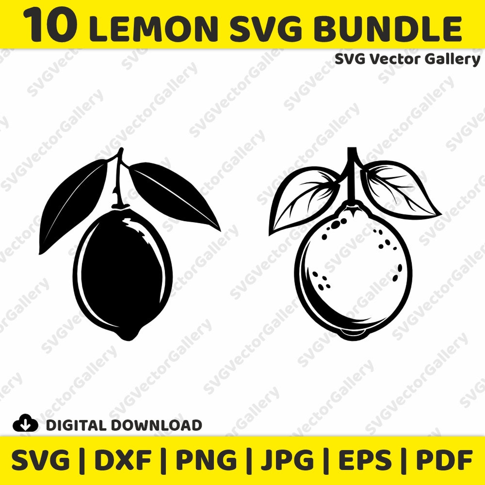 10 Lemon SVG Bundle, Clipart, Image, Silhouette, Vector, Svg, Dxf, Png ...