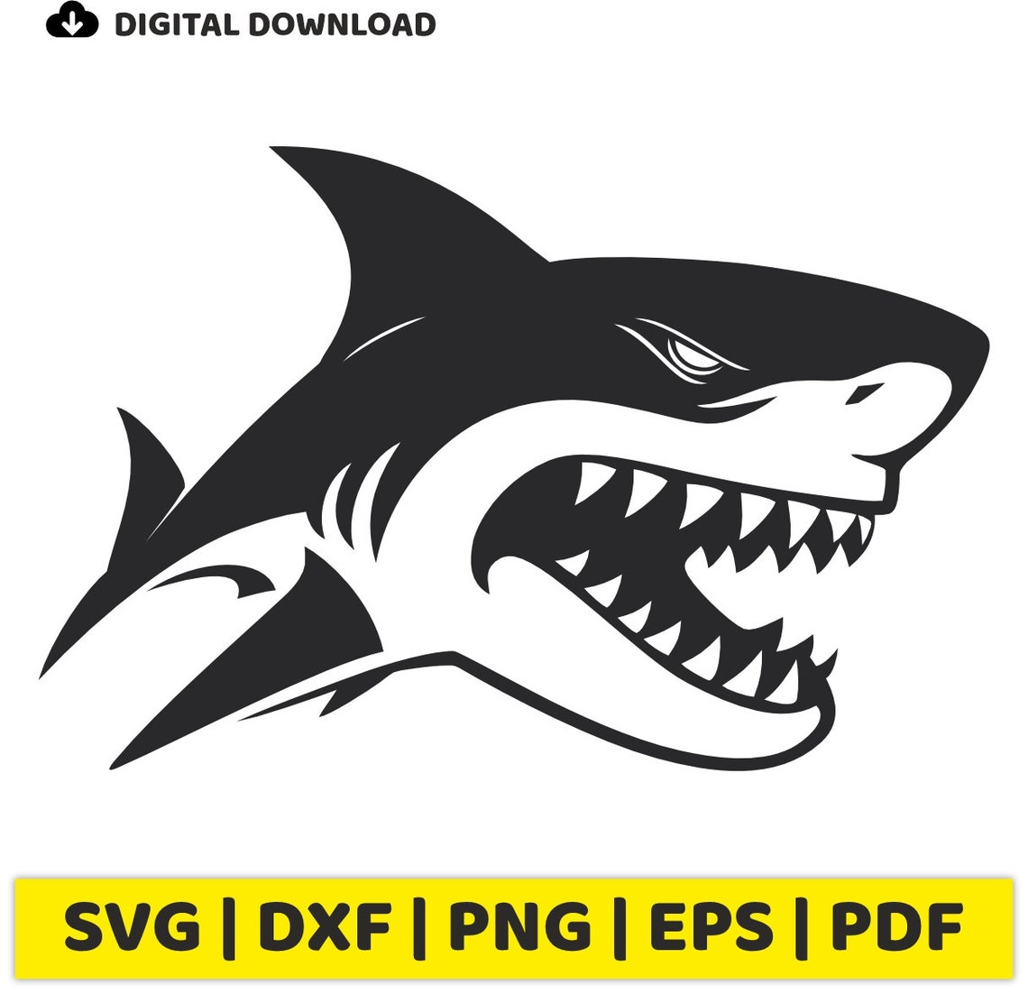 Shark Vector Image, Svg, Dxf, Png, Eps, Pdf - Etsy