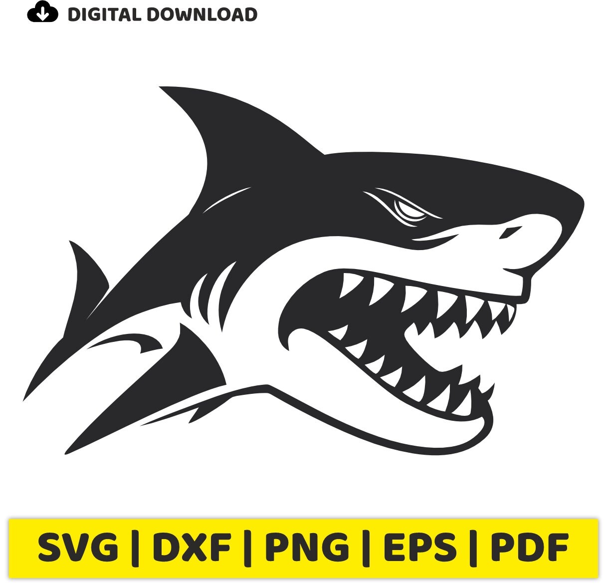 Shark Vector Image, Svg, Dxf, Png, Eps, Pdf - Etsy