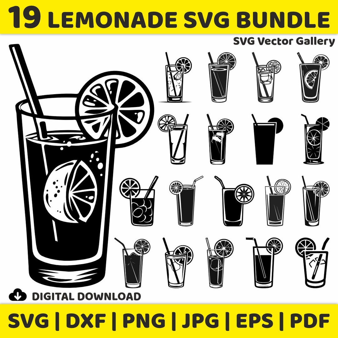 19 Lemonade SVG Bundle, Clipart, Image, Silhouette, Vector, Svg, Dxf ...