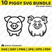 10 Piggy SVG Bundle, Clipart, Image, Silhouette, Vector, Svg, Dxf, Png ...