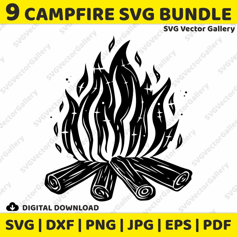 9 Campfire SVG Bundle, Clipart, Image, Silhouette, Vector, Svg, Dxf ...