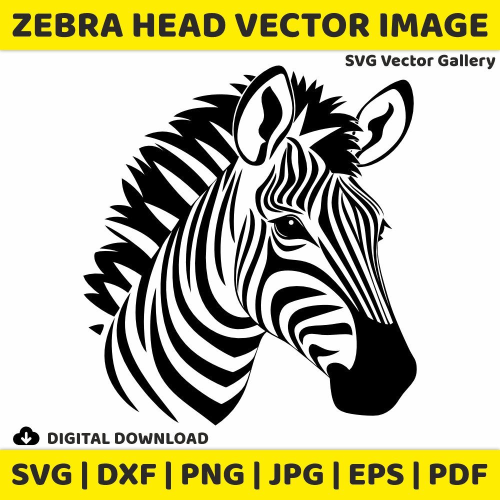 Zebra Head Vector Image, Svg, Dxf, Png, Eps, Jpg, Pdf - Etsy