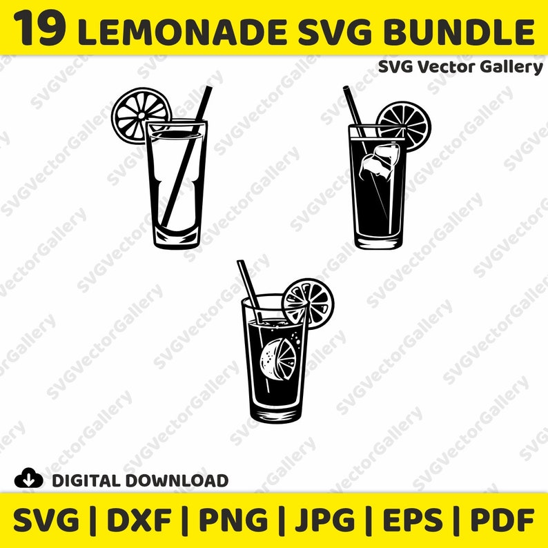 19 Lemonade SVG Bundle, Clipart, Image, Silhouette, Vector, Svg, Dxf, Png, Jpg, Eps, Pdf - Etsy