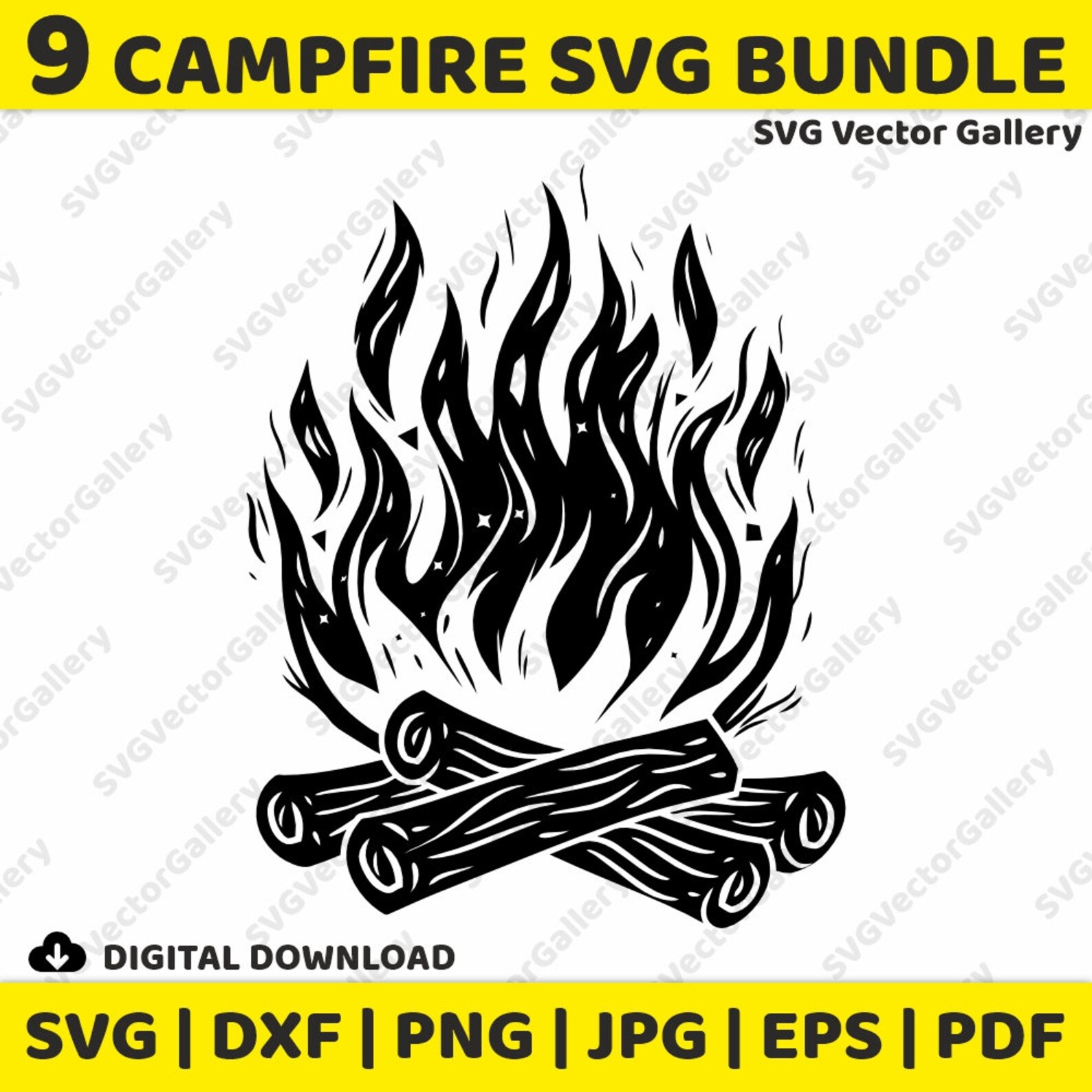 9 Campfire SVG Bundle, Clipart, Image, Silhouette, Vector, Svg, Dxf ...