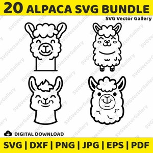 20 Alpaca SVG Bundle, Clipart, Image, Silhouette, Vector, Svg, Dxf, Png ...