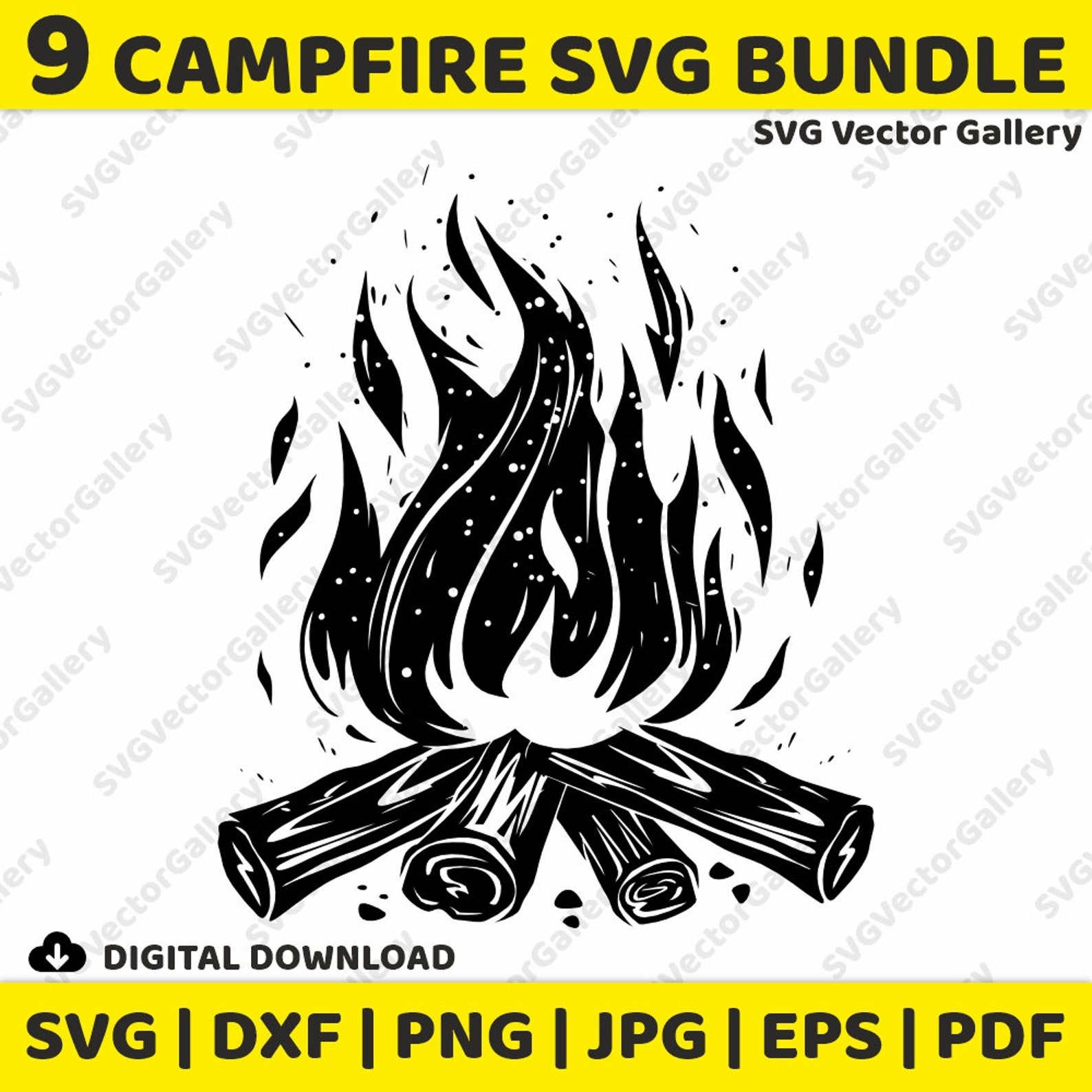 9 Campfire SVG Bundle, Clipart, Image, Silhouette, Vector, Svg, Dxf ...