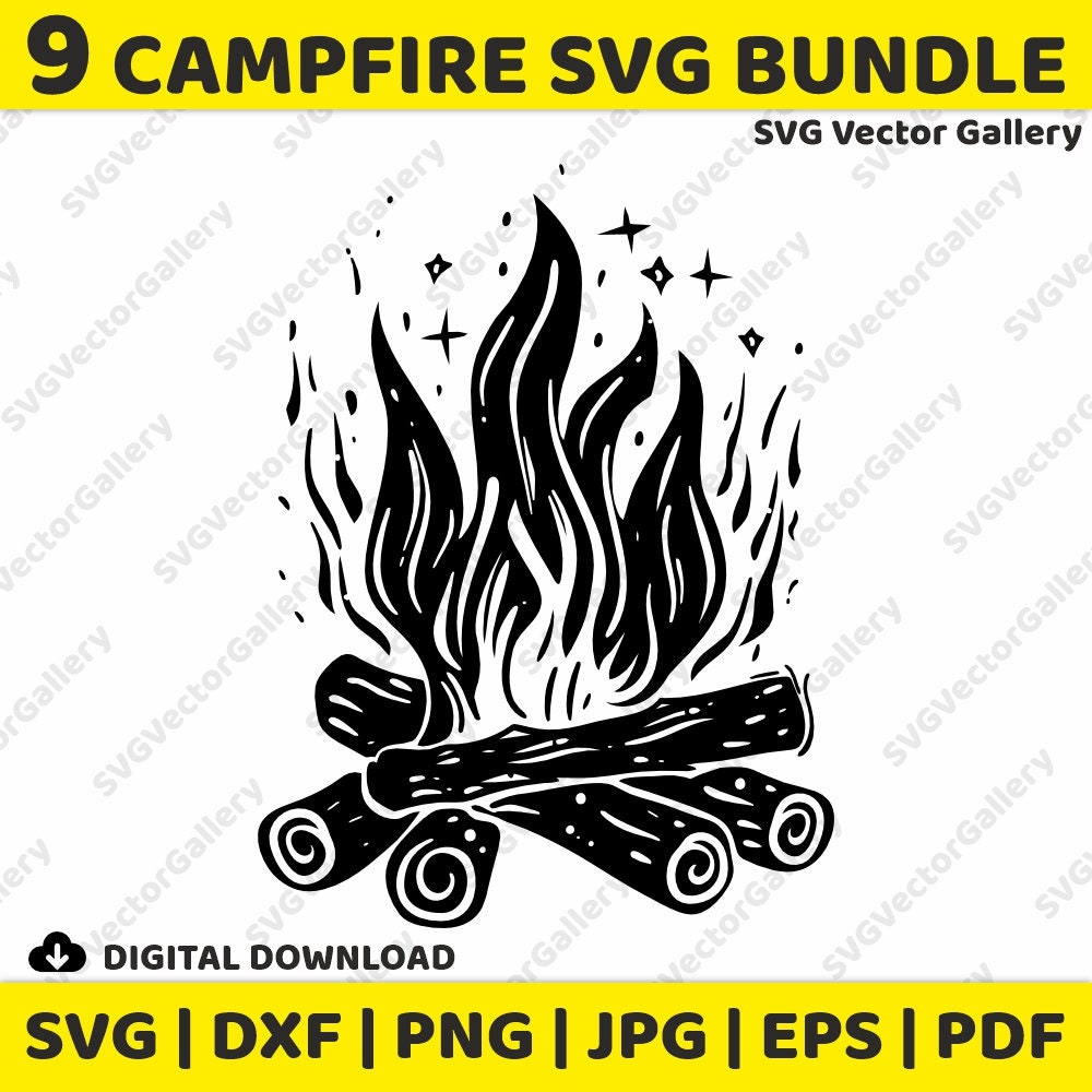 9 Campfire SVG Bundle, Clipart, Image, Silhouette, Vector, Svg, Dxf ...