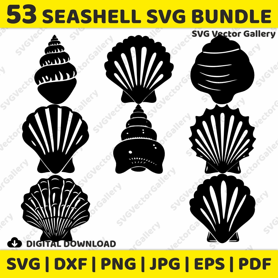 53 Seashell SVG Bundle, Clipart, Image, Silhouette, Vector, Svg, Dxf ...
