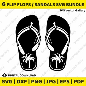6 Flip Flops / Sandals SVG Bundle, Clipart, Image, Silhouette, Vector ...