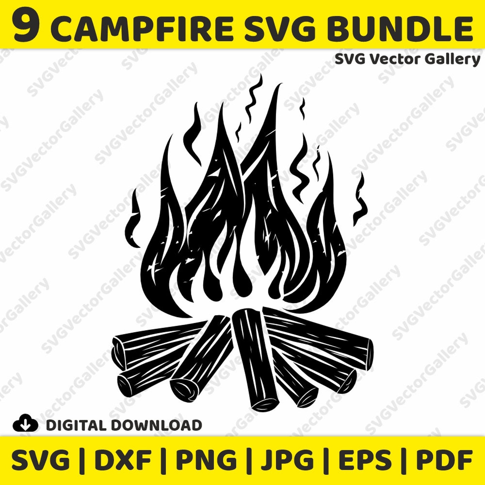 9 Campfire SVG Bundle, Clipart, Image, Silhouette, Vector, Svg, Dxf ...