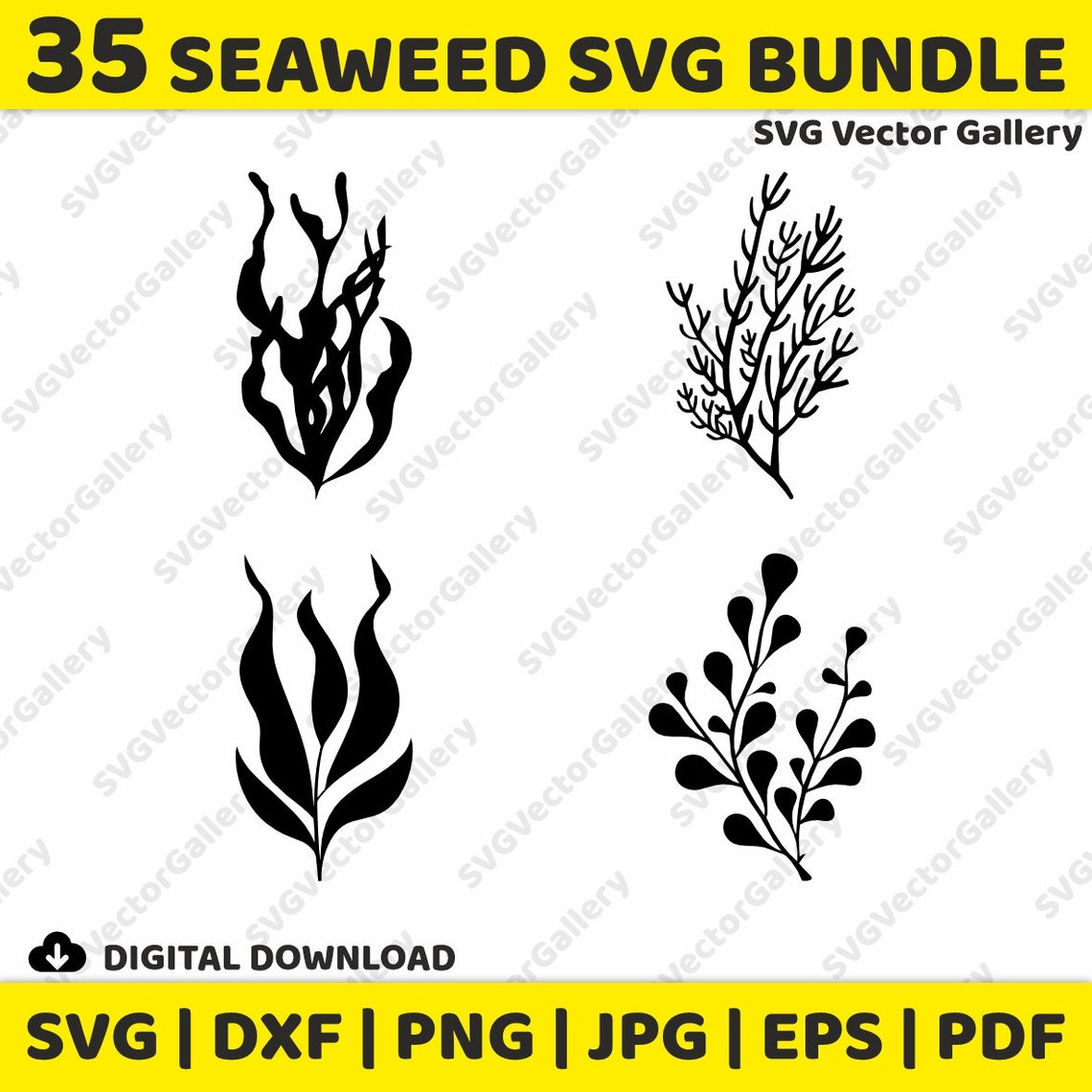 35 Seaweed Leaf SVG Bundle, Clipart, Image, Silhouette, Vector, Svg ...