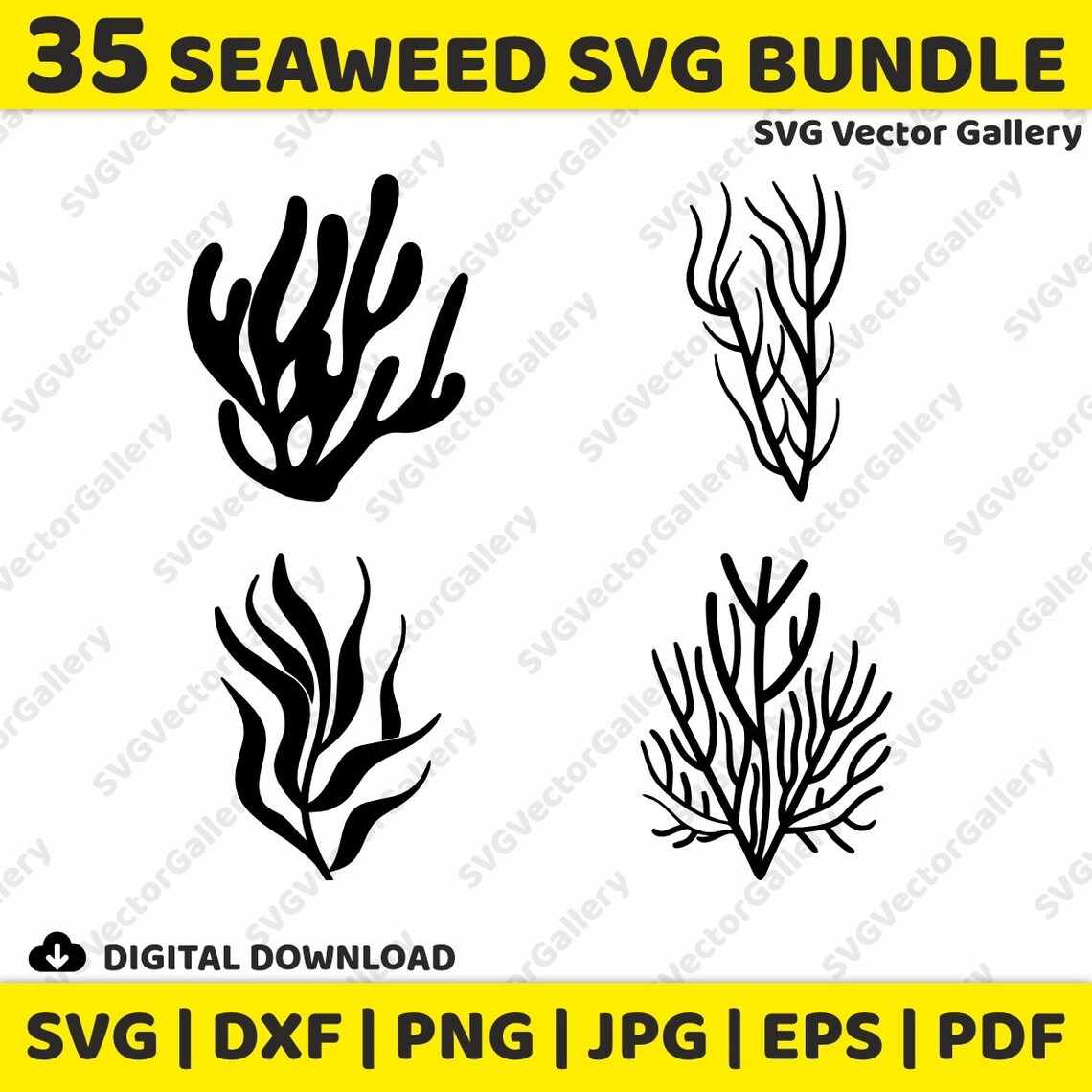 35 Seaweed Leaf SVG Bundle, Clipart, Image, Silhouette, Vector, Svg ...