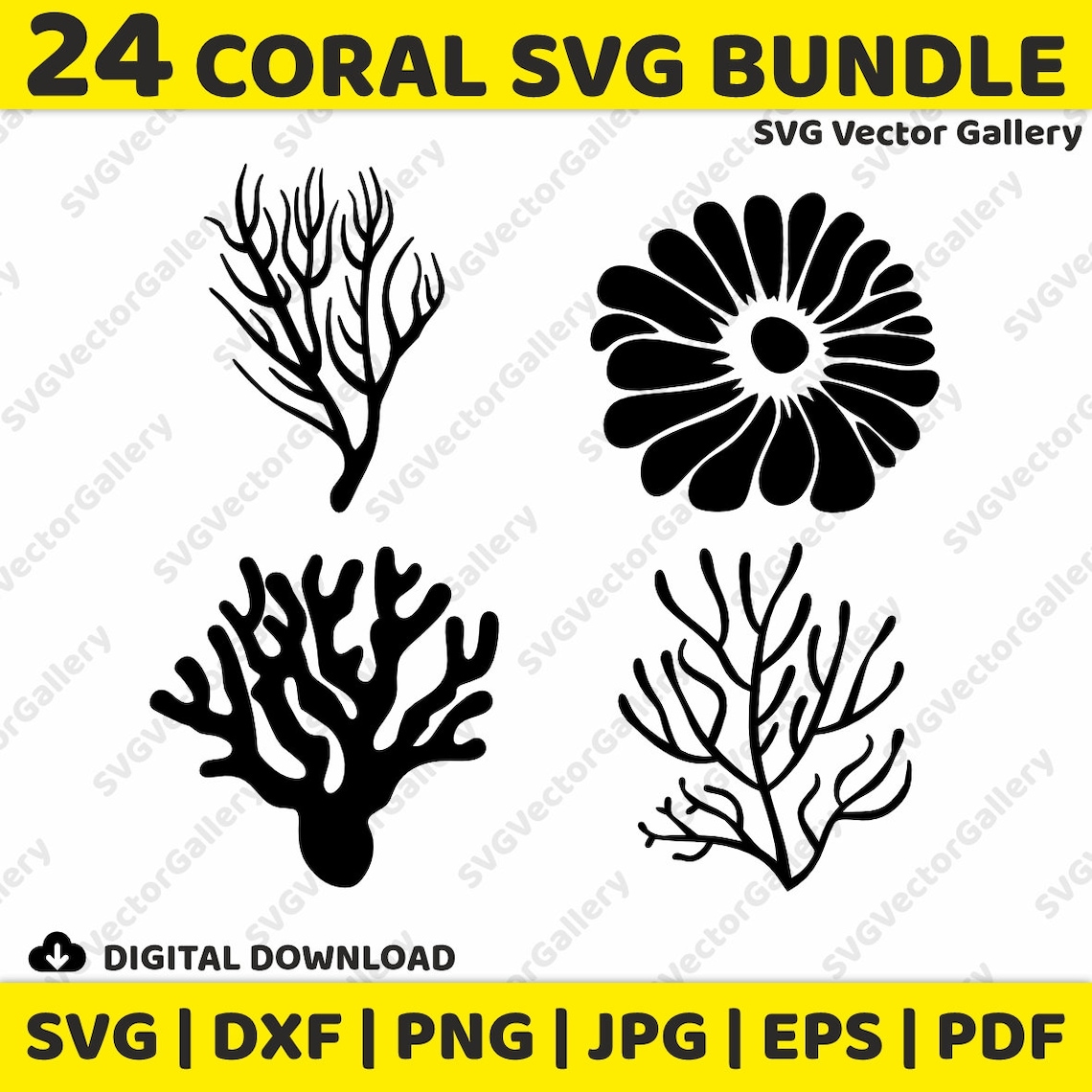 24 Coral SVG Bundle, Clipart, Image, Silhouette, Vector, Svg, Dxf, Png ...